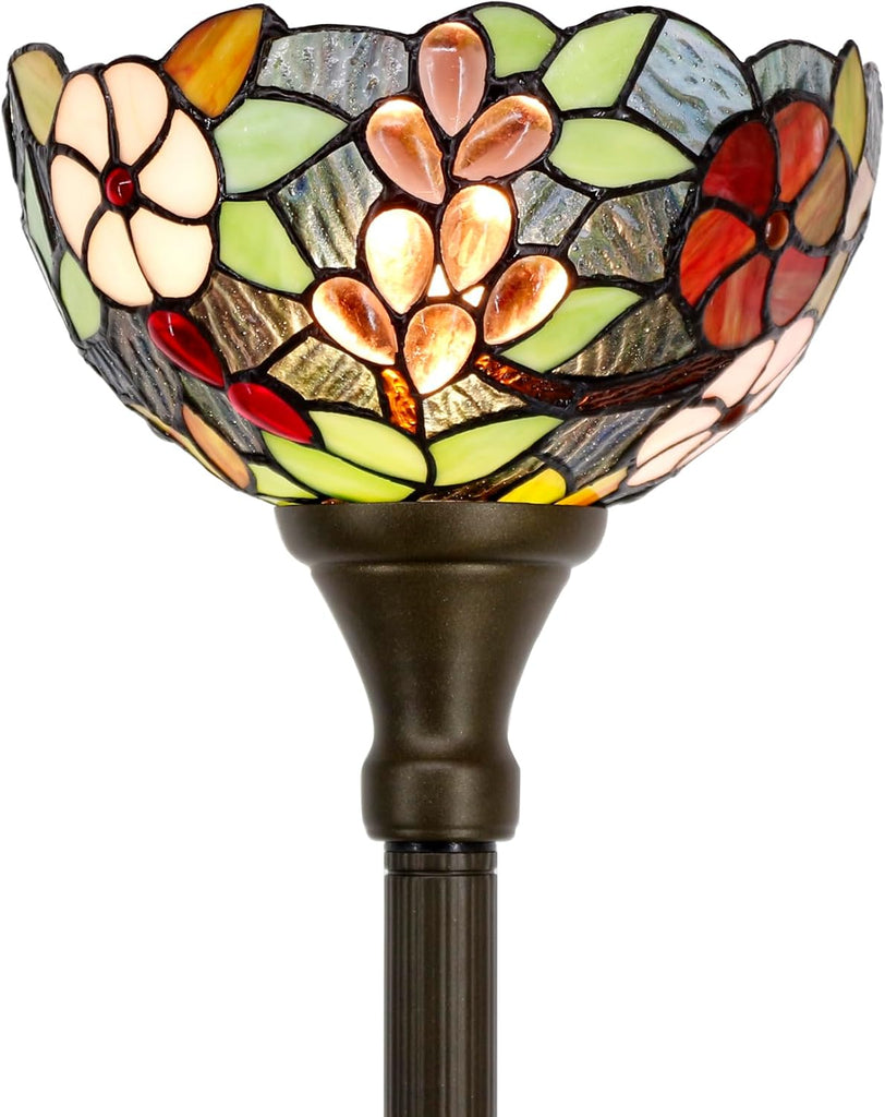 Tiffany Torchiere Floor Lamp Stained Glass Green Grape Standing Corner ...
