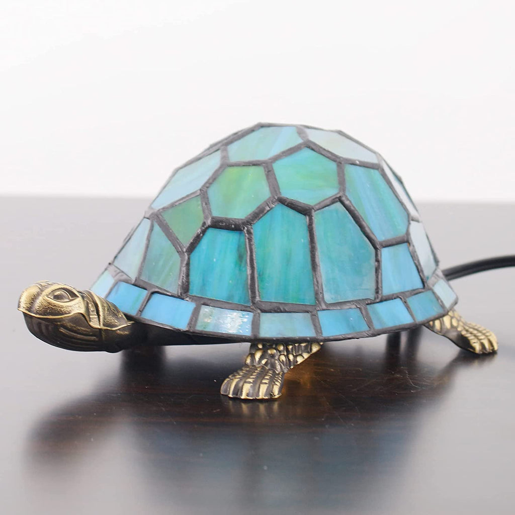 Werfactory® Tortoise Tiffany Turtle Lamp Sea Blue Stained Glass Cute ...