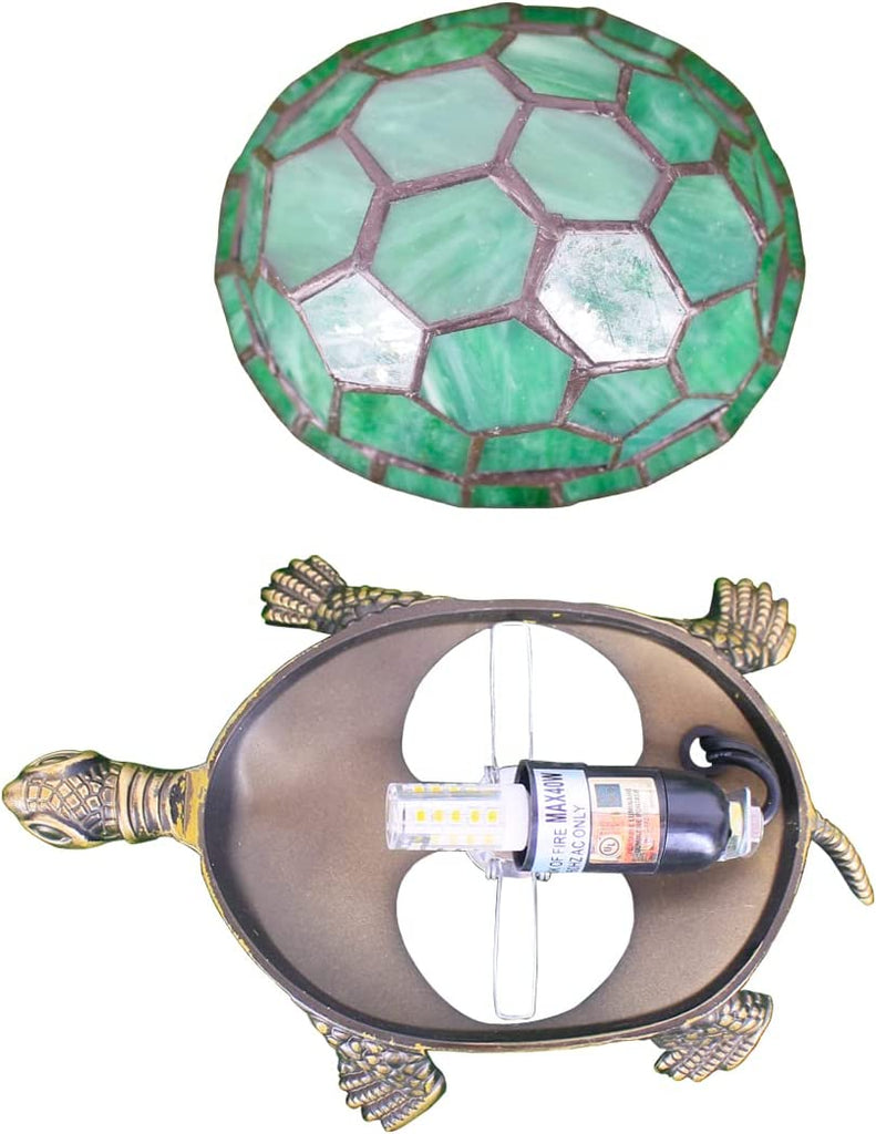 Werfactory® Tortoise Tiffany Turtle Lamp Green Stained Glass Cute ...