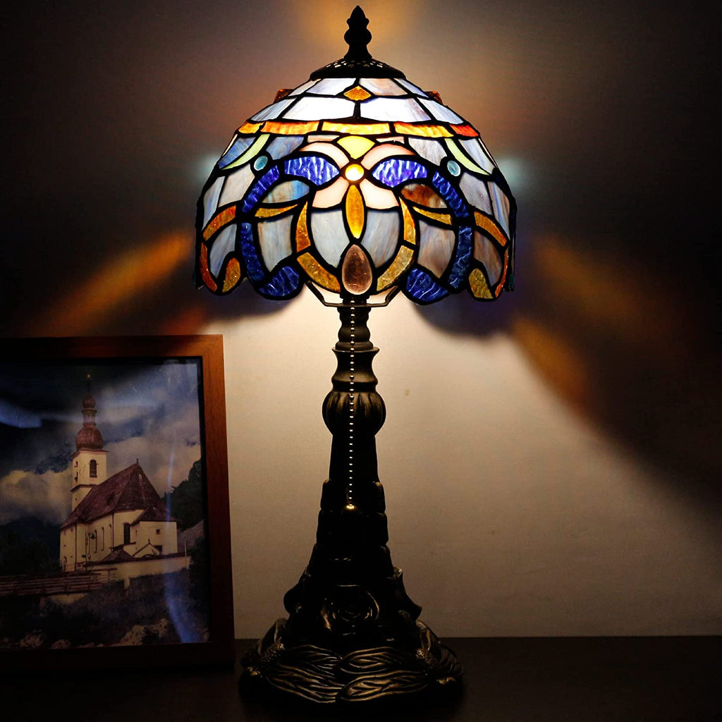 8" Tiffany Overcast Sky Blue Shade Werfactory® Stained Glass Shade ...