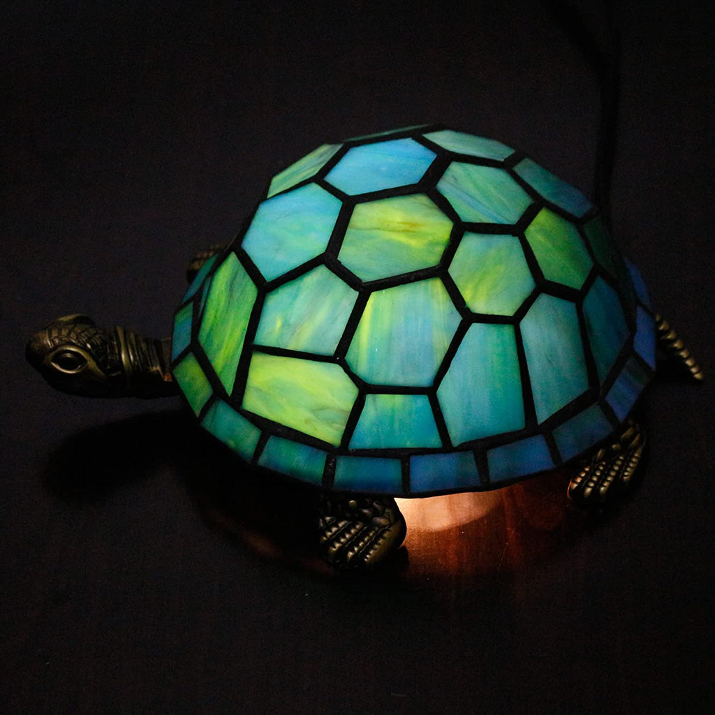 Werfactory® Tortoise Tiffany Turtle Lamp Sea Blue Stained Glass Cute ...