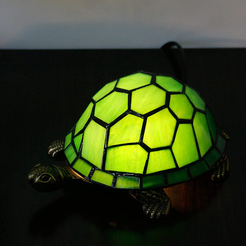 Werfactory® Tortoise Tiffany Turtle Lamp Green Stained Glass Cute ...