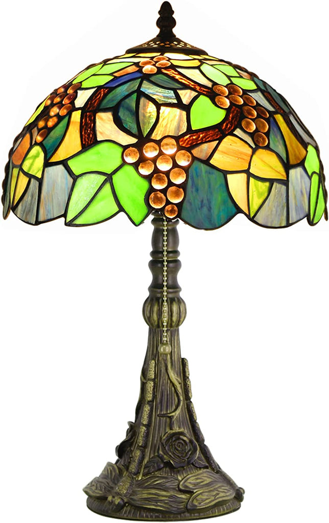 Werfactory® Tiffany Table Lamp Green Stained Glass Grapes Style ...