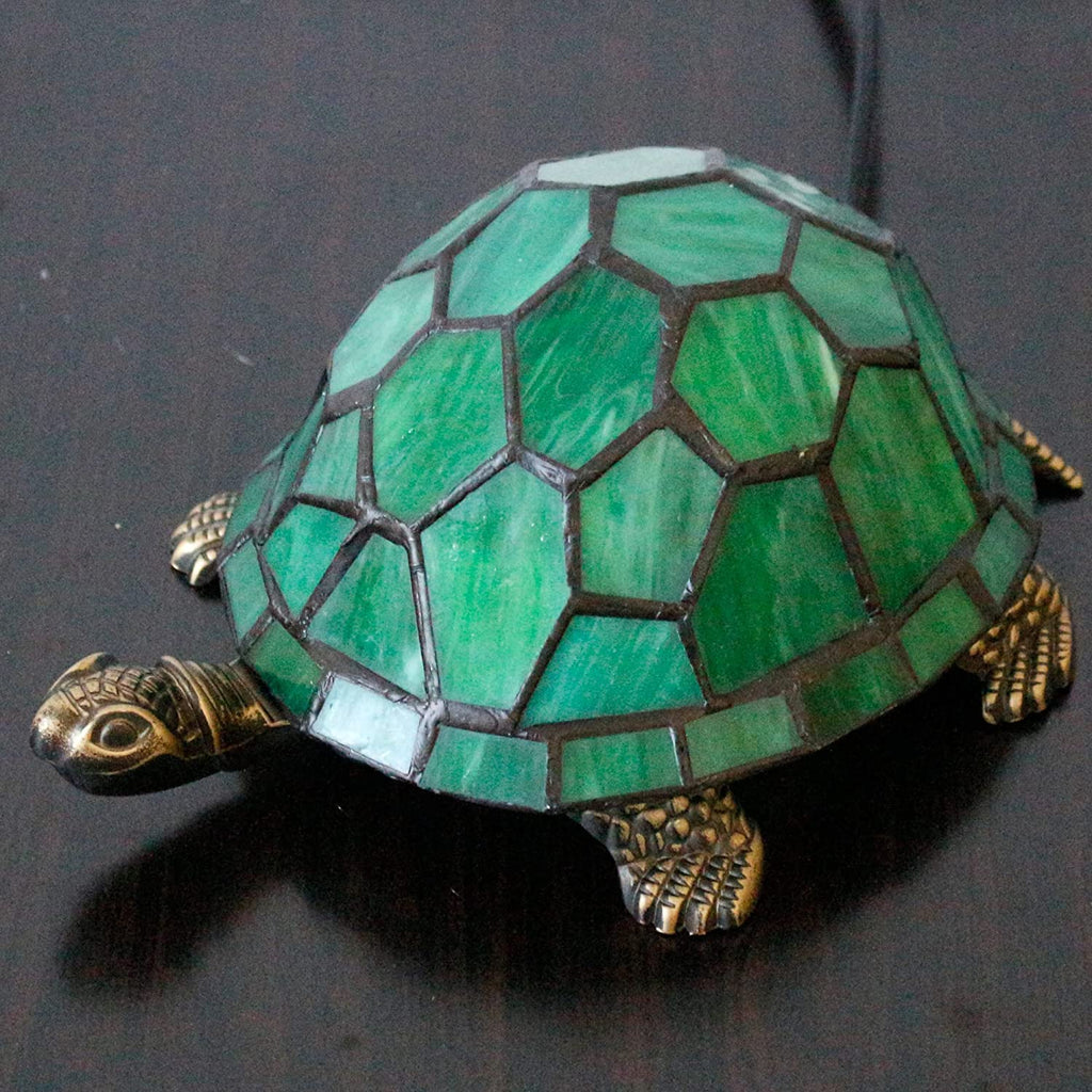 Werfactory® Tortoise Tiffany Turtle Lamp Green Stained Glass Cute ...