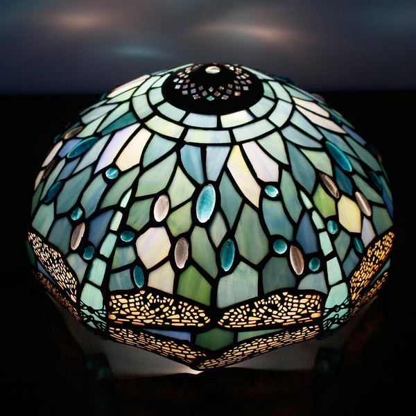 Tiffany Lamp Shade Only Werfactory® 12 Inch Sea Blue Stained Glass Dra ...